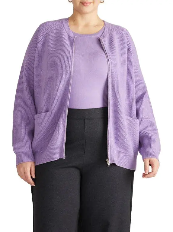 Universal Standard Vicki Zip-up Cardigan - Purple Posey