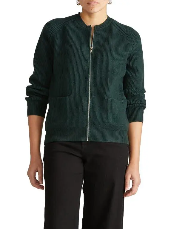 Universal Standard Vicki Zip-up Cardigan - Scarab Green