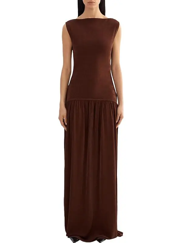 LAMARQUE Drop Waist Maxi Dress - Brown
