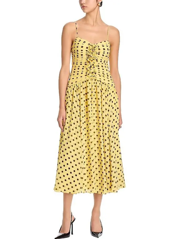 Cinq À Sept Camille Midi Dress - Lemon Puff