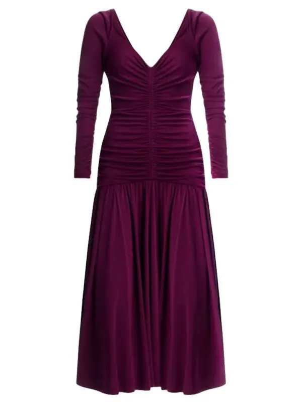 Cinq À Sept Evedene Ruched Midi Dress - Deep Plum