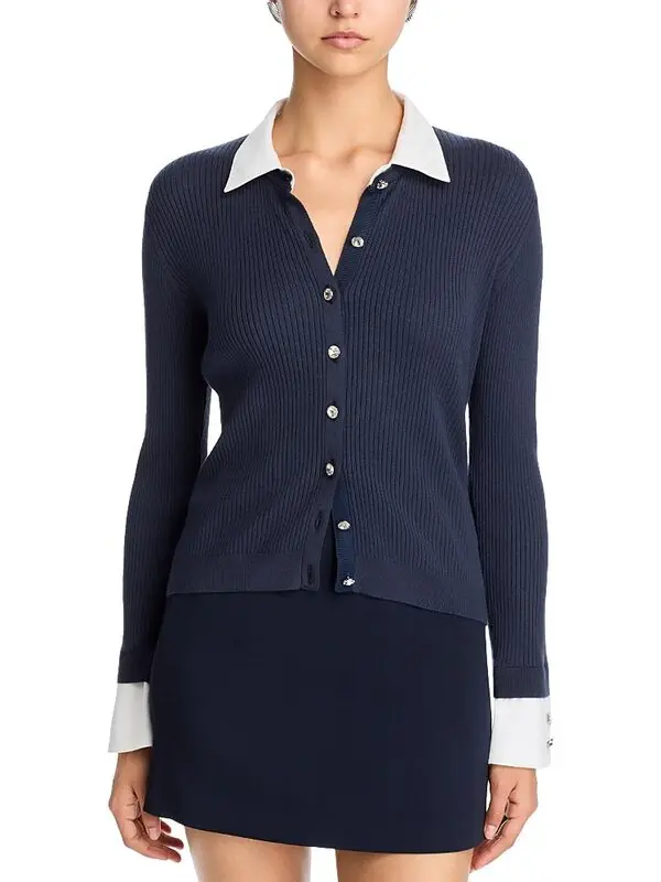 Cinq À Sept Soma Collared Cardigan - Navy/white