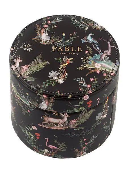 FABLE ENGLAND Round Lidded Jewellery Box - Black