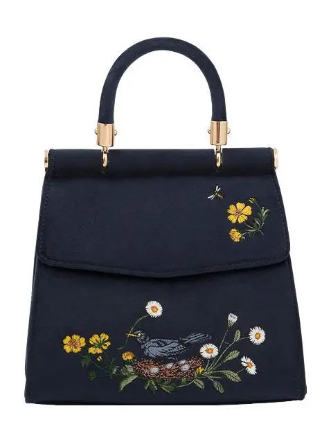 FABLE ENGLAND Blackbird Mini Top Handle Bag - Navy