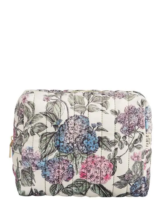 FABLE ENGLAND Hydrangea Large Quilted Makeup Bag - Purple