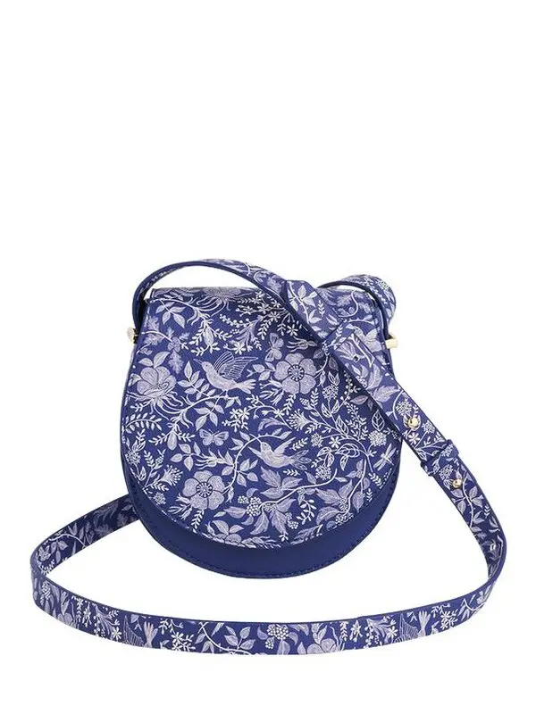 FABLE ENGLAND Floral Saddle Bag - Cobalt Blue