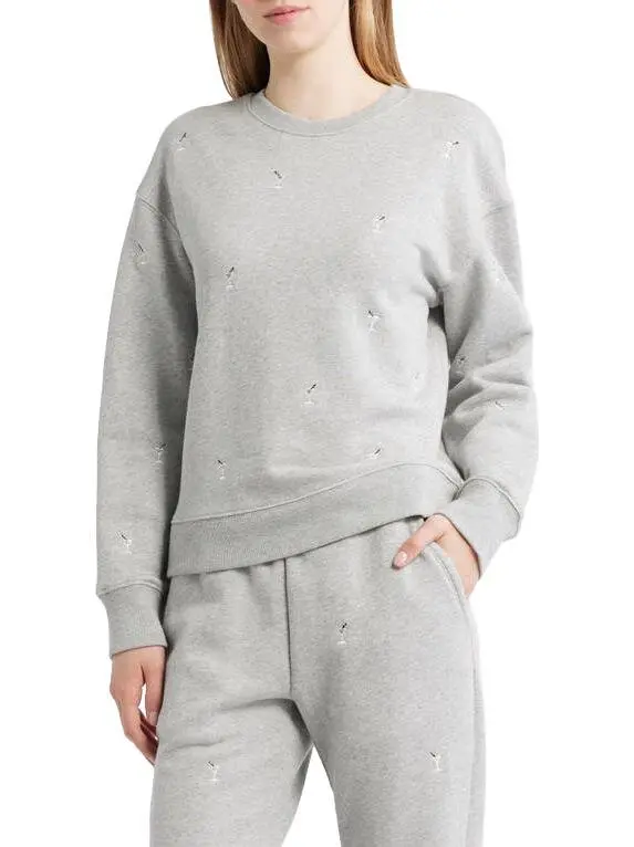 Rails Ramona Martini Embroidered Cotton Sweatshirt - Heather Grey Martini
