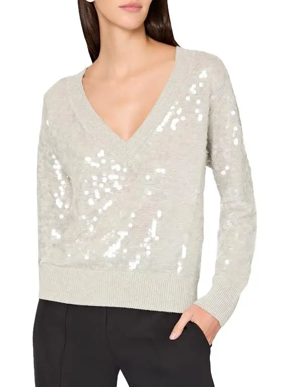 MILLY Ilaria Sequin Sweater - Light Heather
