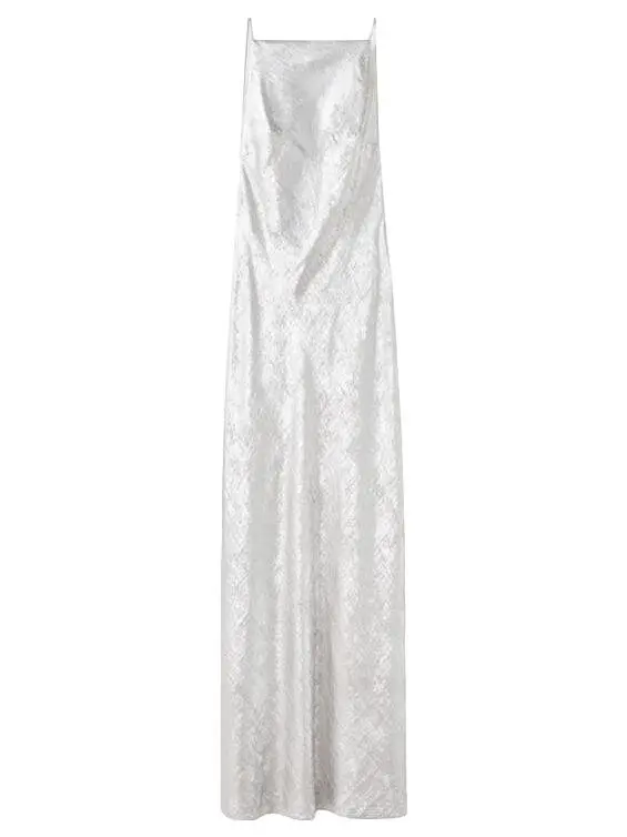 Mango X Kaia Gerber Metallic Gown - Silver