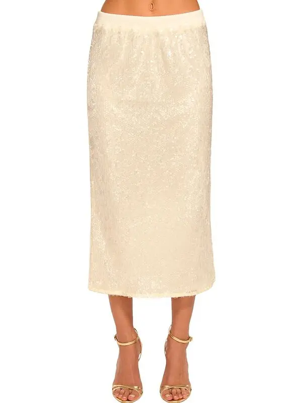 Ramy Brook Annita Sequined Midi Skirt - Winter White