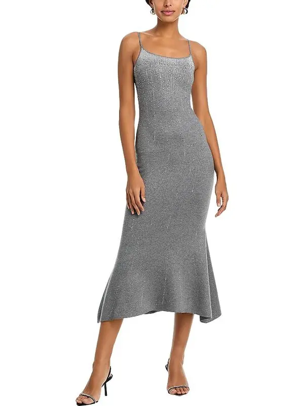 MILLY Ricky Metallic Rhinestone Dress - Grey/silver