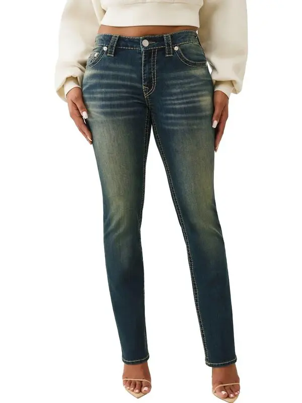 True Religion Billie Big T Mid Rise Straight Leg Jeans - Pine Blossom
