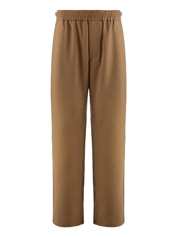 Ami Elasticated Wool Twill Trousers - Brown
