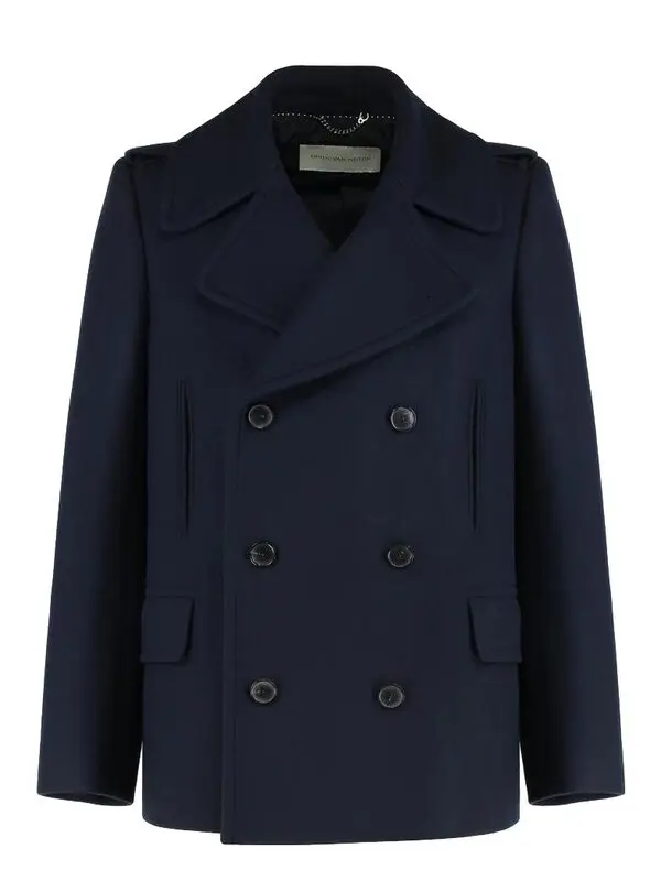 Dries Van Noten Double-breasted Wool-blend Coat - Blue