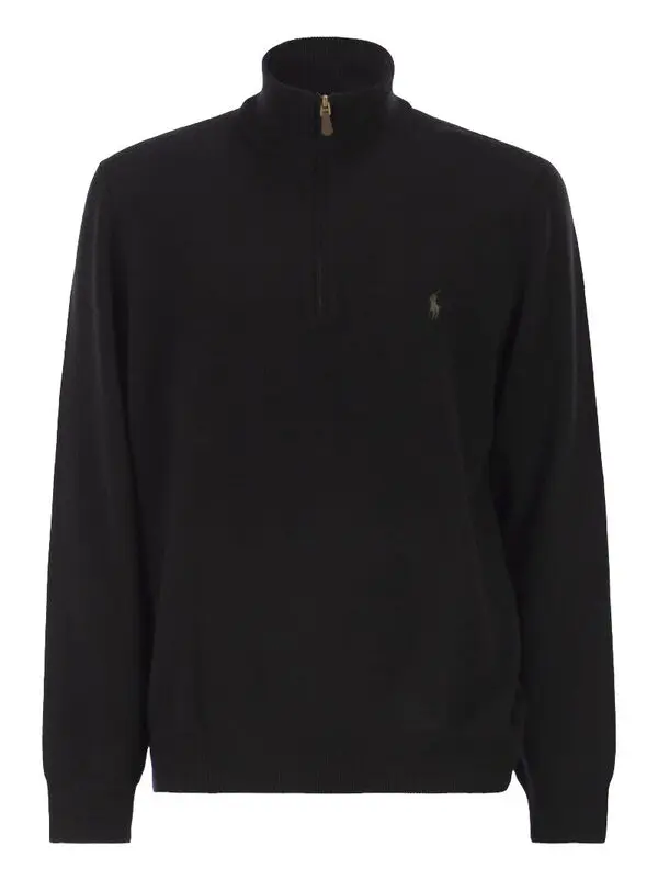 Ralph Lauren Wool Pullover With Quarter Zip - Black