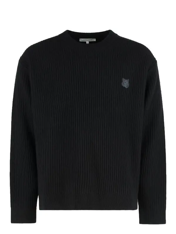 Maison Kitsuné Ribbed Wool Sweater - Black