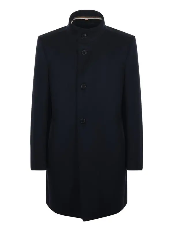 BOSS Coat In Wool And Cashmere Blend - Blue