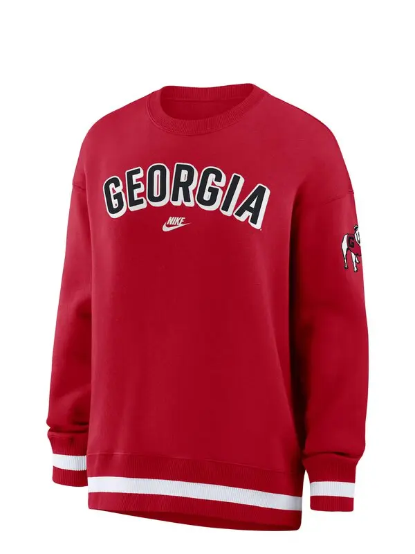 Nike Georgia Legacy Phoenix College Oversized Pullover Crew - Red