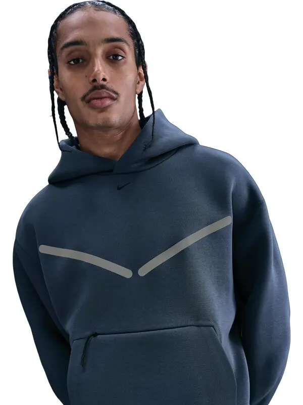 Nike Tech Pullover Hoodie With Reflective Accents - Blue