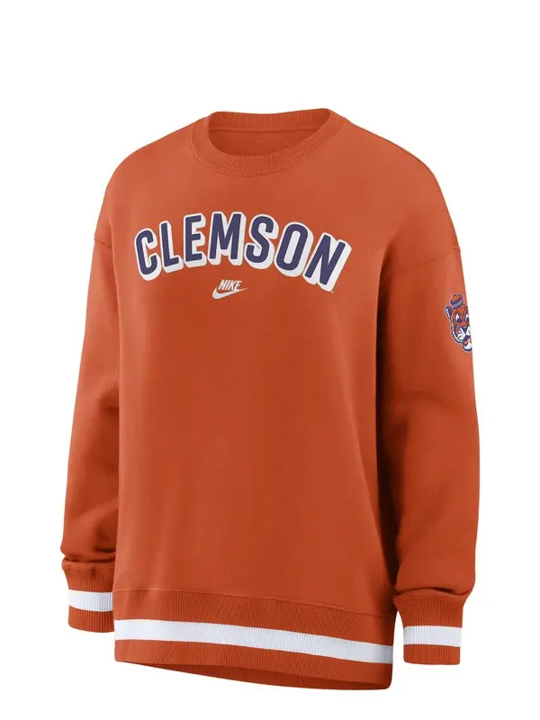 Nike Clemson Legacy Phoenix College Oversized Pullover Crew - Orange