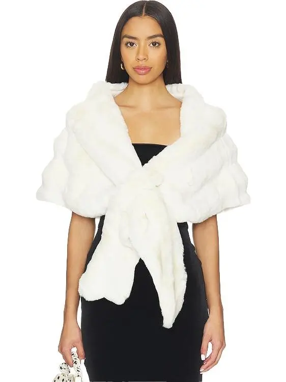 Adrienne Landau Glam Faux Fur Shawl - Snow White