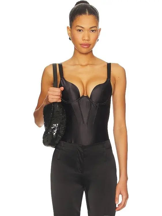 Bluebella Verona Luxury Satin Wired Push-up Bodysuit - Black
