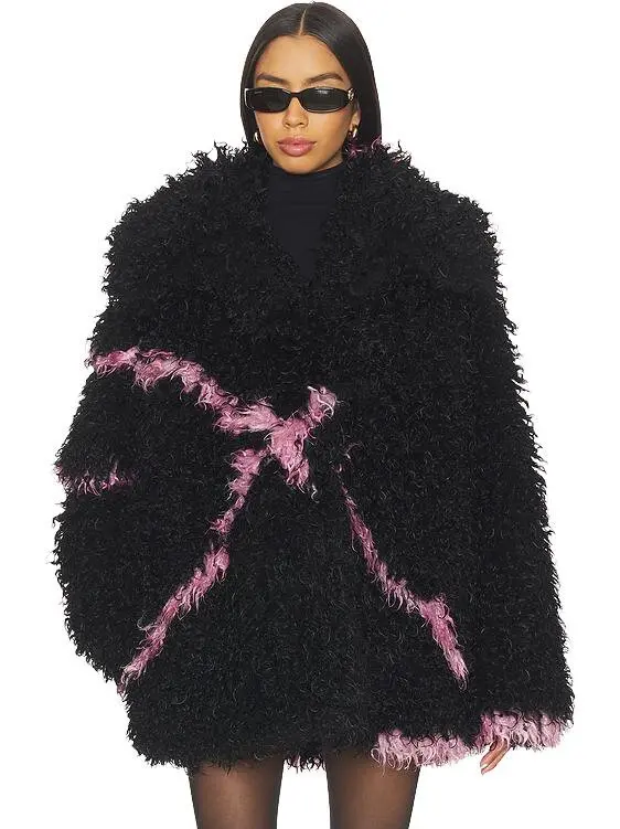 JAKKE Cocoon Faux Fur Coat - Black