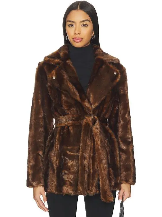 JAKKE Paley Faux Fur Coat - Dark Chocolate