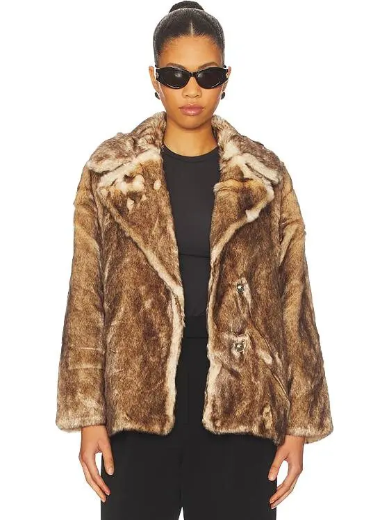 JAKKE Rita Faux Fur Coat - Sand