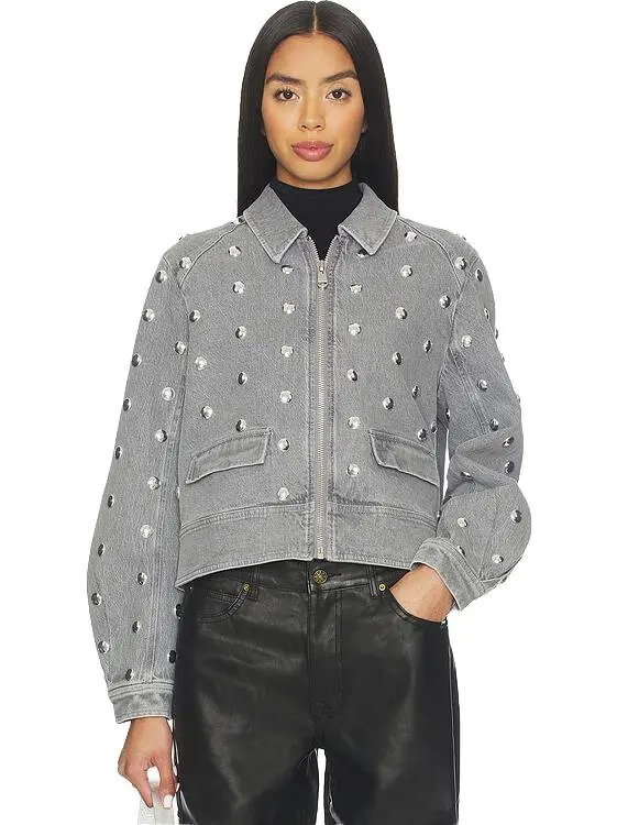 Cinq À Sept Studded Denim Harriet Jacket - Lune & Silver