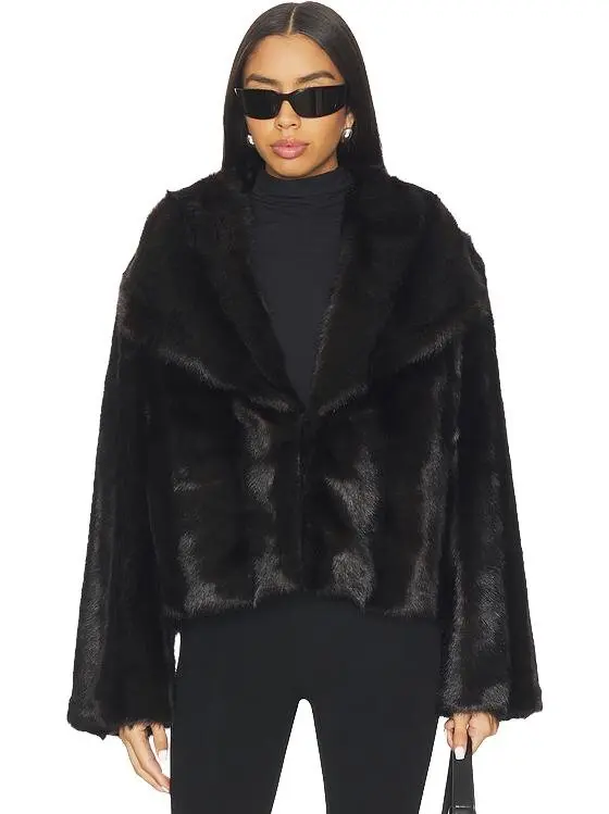 GESTUZ Kenna Faux Fur Jacket - Dark Brown