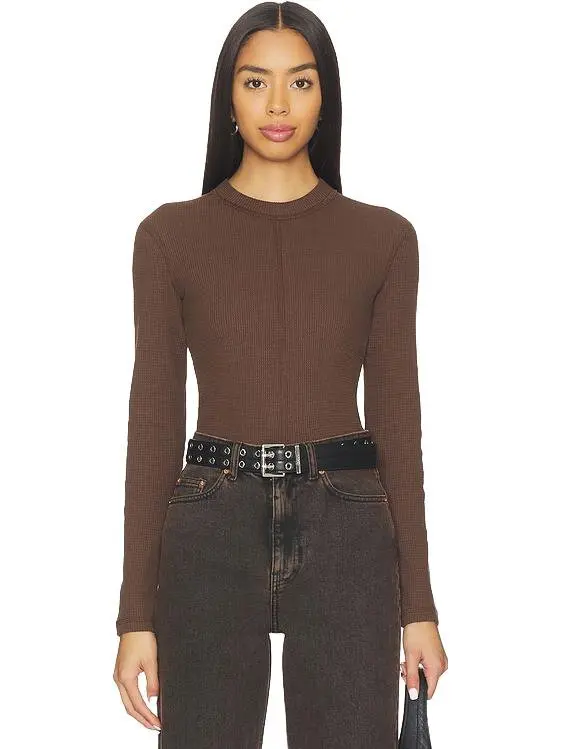 DR. DENIM Stella Waffle Top - Chocolate
