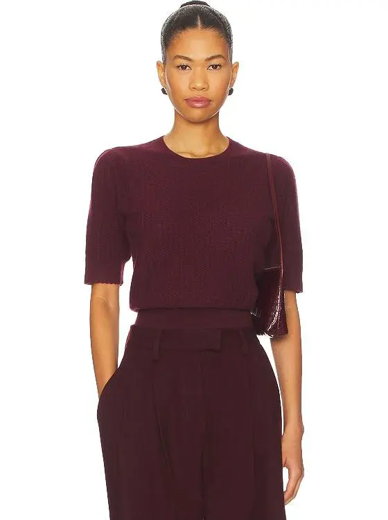 FRAME Ladder Pointelle Sweater - Cabernet