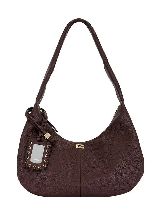 GANNI Grained Medium Hobo Bag - Chicory Coffee