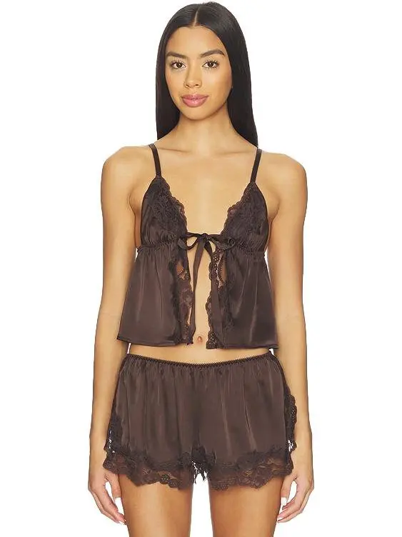 KAT THE LABEL Madeline Camisole Top - Espresso