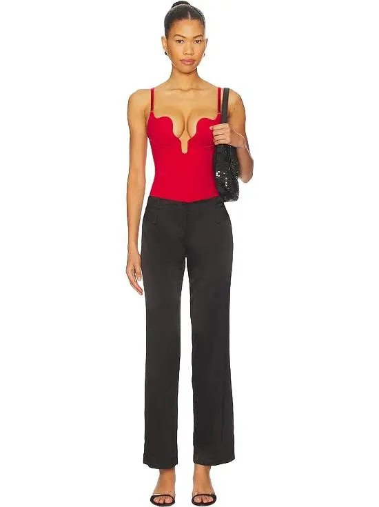 Fleur Du Mal Le Stretch Micro Seduce U-plunge Bodysuit - Rouge