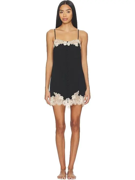 Fleur Du Mal Juliet Lace Button Slip - Black