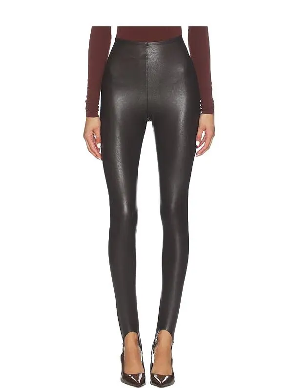 Commando Faux Leather Stirrup Legging In Brown - Espresso