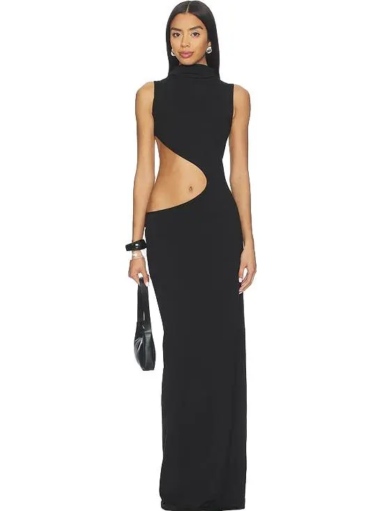 CHA THE LABEL Cut Out Maxi Dress - Black