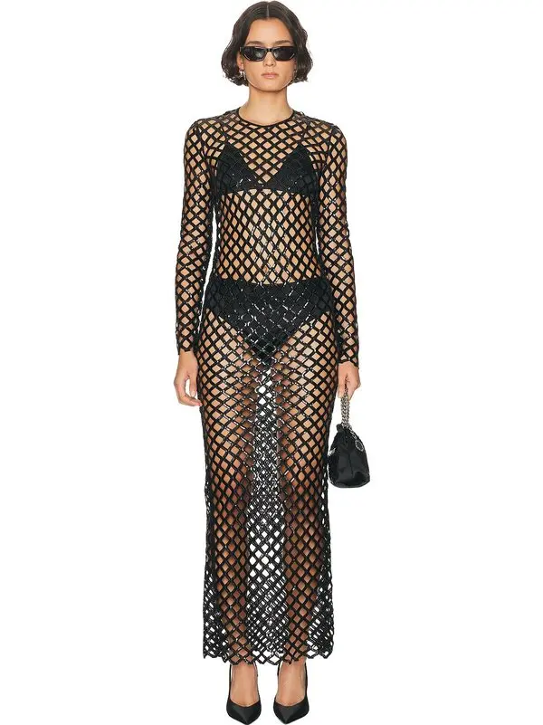Dolce & Gabbana Long Sleeve Sequin Dress - Black