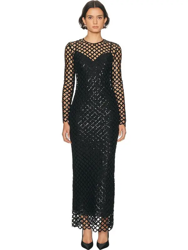 Dolce & Gabbana Long Sleeve Sequin Dress - Black