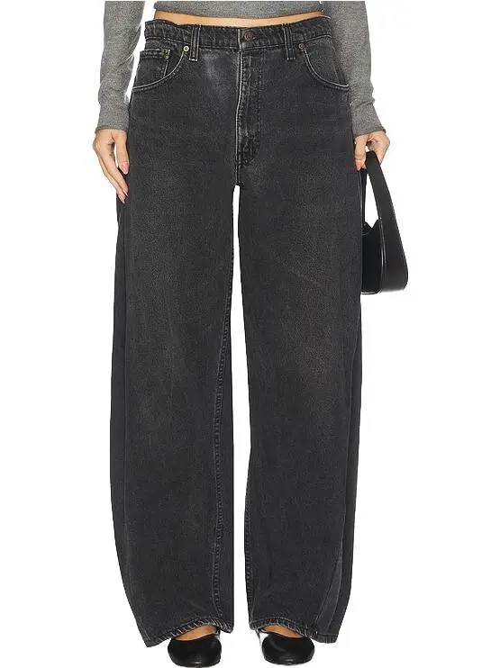ALIGRACE Vintage Barrel Jeans - Black