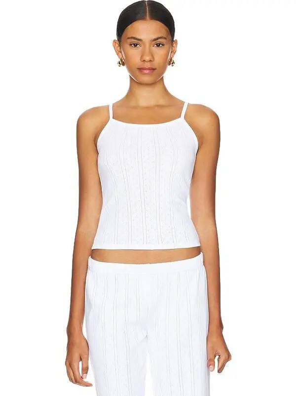 COU COU The Regular Picot Tank Top - White