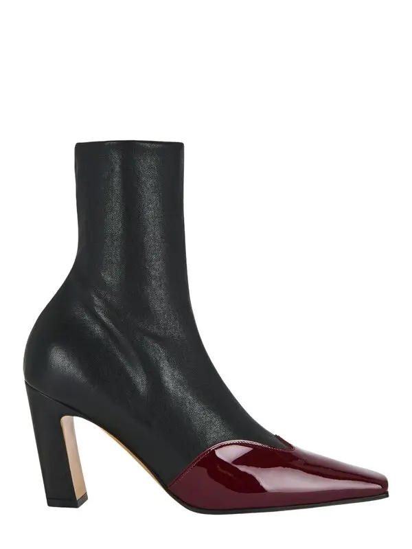 Khaite Nevada Ankle Stretch Boot - Black & Oxblood