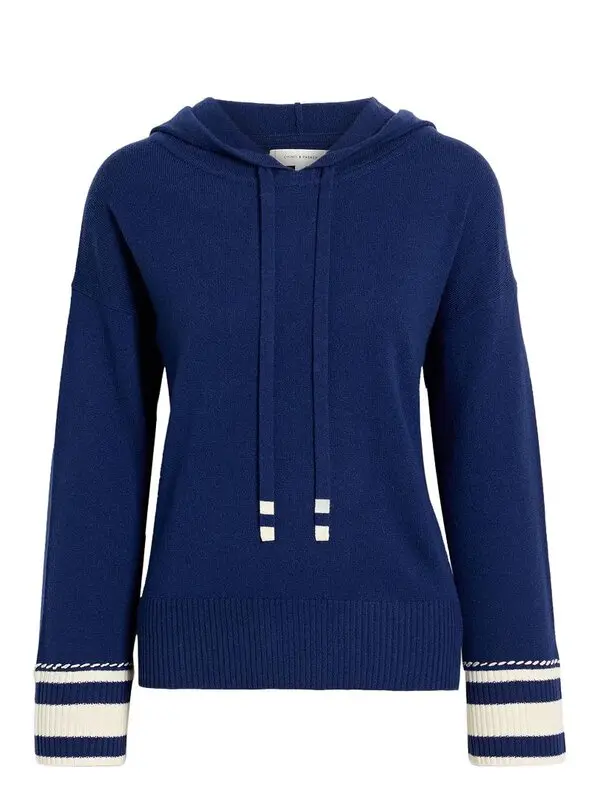 Chinti & Parker Ahoy Embroidered Striped Hoodie - Royal Blue