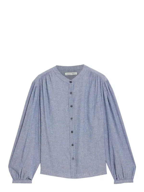 ALEX MILL Linen Top - Mid Denim