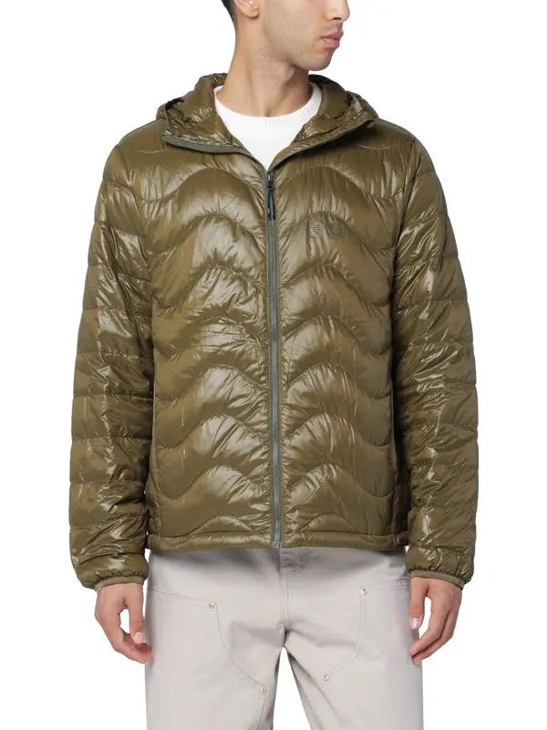 PURPLE MOUNTAIN OBSERVATORY Olive Waves Hooded Puffer Jacket - Green