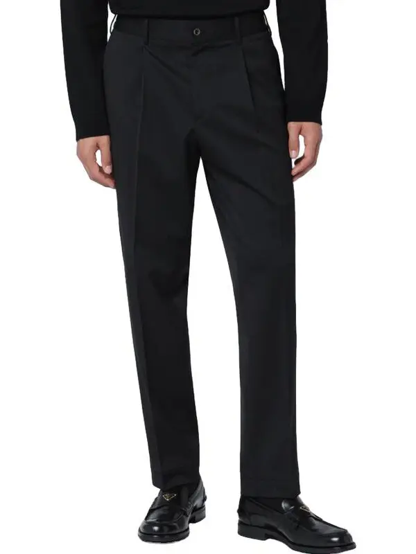 SANTANIELLO Wool Blend Tailored Trousers - Black