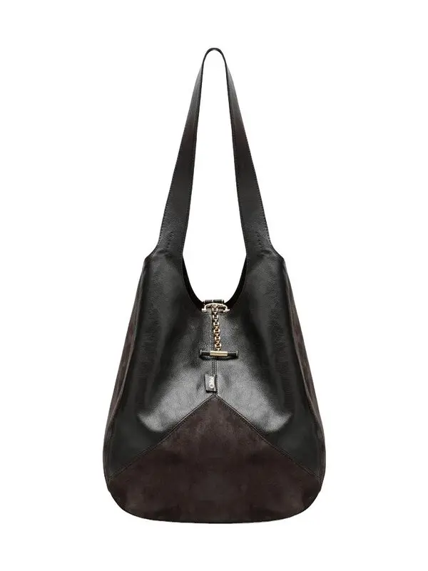 Chloé Balloon Leather And Suede Bag - Brown