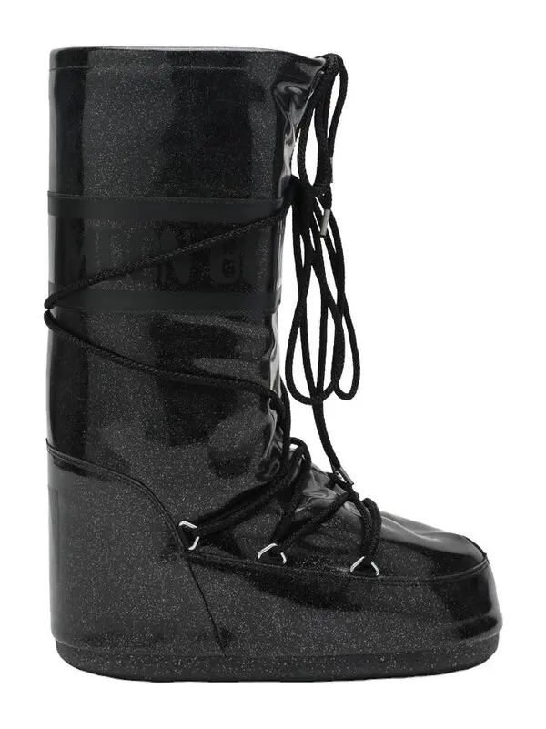 Moon Boot Icon Glitter Boots - Black